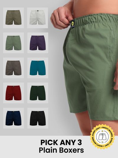 Buy Pick Any-3 Plain Mens Boxer Combo Online in India at Beyoung