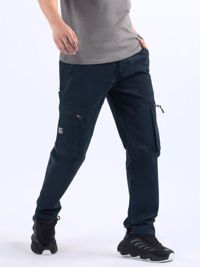 Buy Navy Slant Zipper Pocket Cargo Pants for Men Online in India - Beyoung