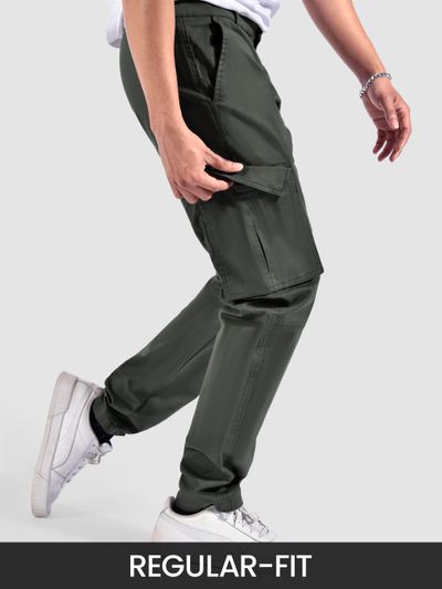 Buy Matte Grey Solid Cargo Pants For Men Online in India -Beyoung