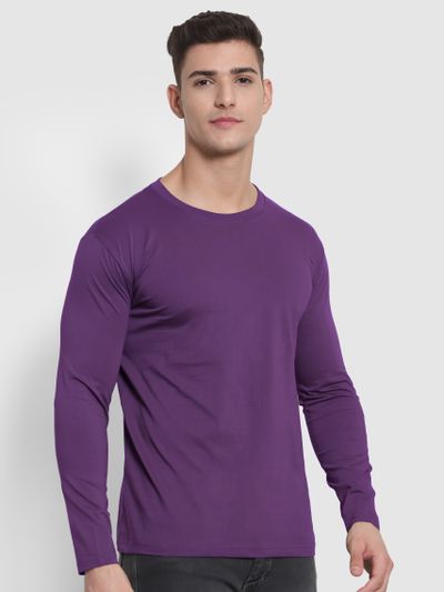 Buy Plain Violet Full Sleeves T-Shirts Online @Beyoung
