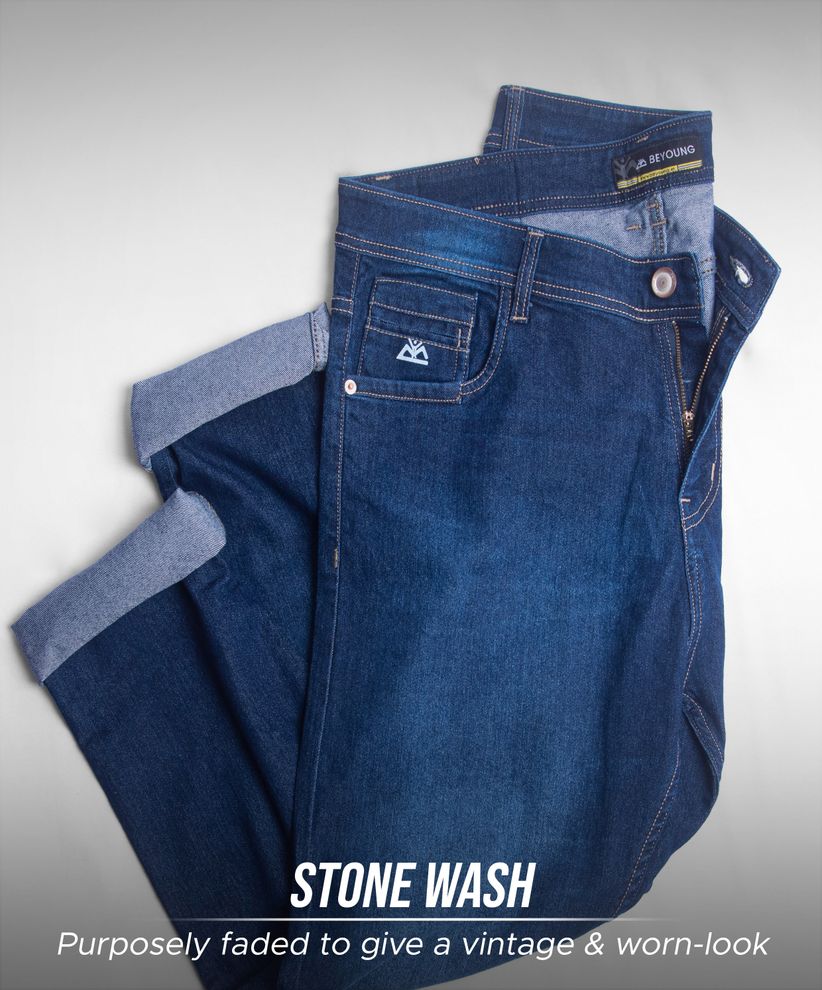 Buy Egyptian Blue Stone Washed Jeans Online in India -Beyoung