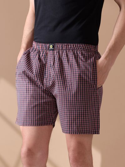 Buy Red and Navy Blue Checked Men?s Boxers Online in India -Beyoung