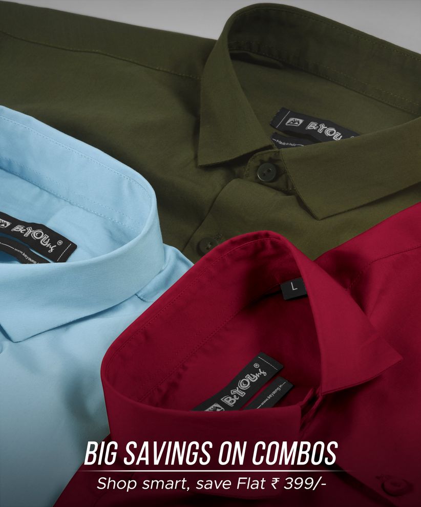 Buy Pick Any 3 - Plain Solid Shirts Combo Online in India -Beyoung