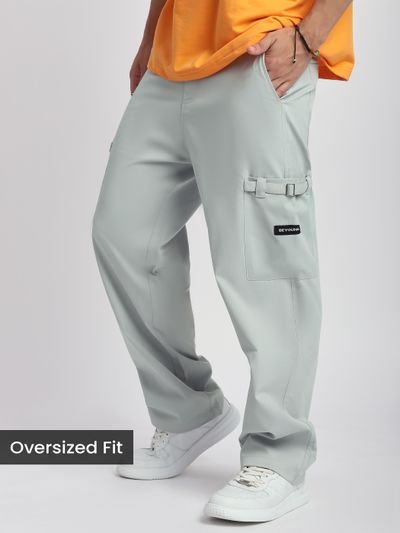 Buy Men's Ice Blue Buckle Pocket Cargo Pants at Beyoung