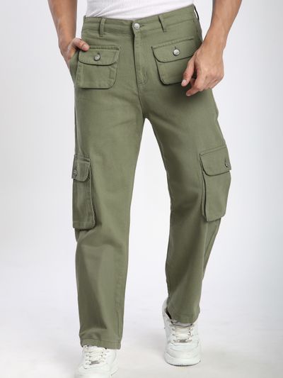 Buy Men's Olive Patch Pocket Cargo Pants at Beyoung
