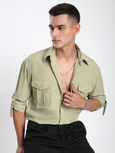Buy Men's Beige Roll Up Sleeve Shirt Online at Beyoung