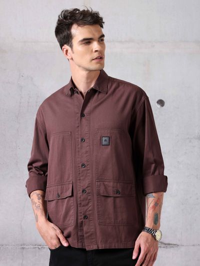 Buy Caramel Brown Solid Cotton Twill Shirt for Men Online in India -Beyoung