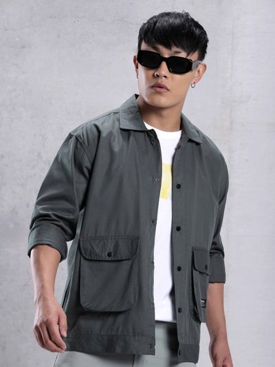 Buy Dark Grey Utility Pockets Shirt for Men Online in India -Beyoung