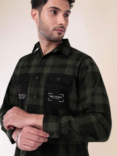 Buy Dual Pocket Jade Green Checked Shirts for Men Online in India -Beyoung