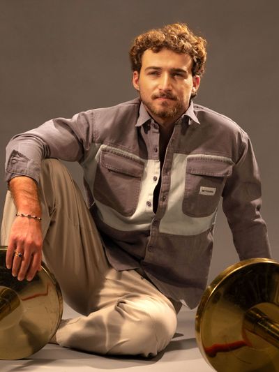 Buy Men's Light Mauve Dual Patch Color Block Shirt at Beyoung