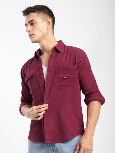 Buy Men's Maroon Diagonal Striped Shirt Online at Beyoung