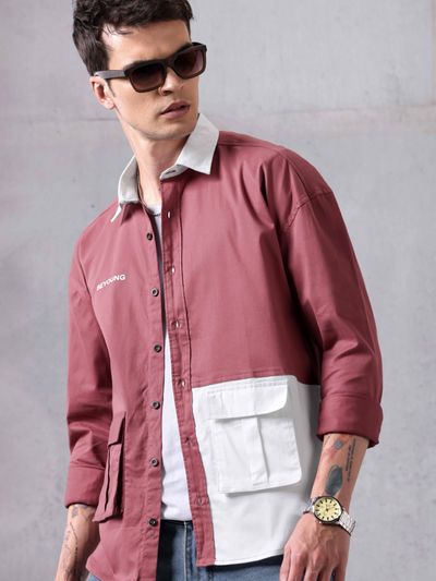 Buy Mauve Color Block Urban Shirt For Men Online in India -Beyoung