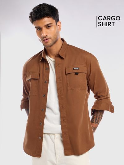 Buy Rust Orange Cargo Shirt For Men Online in India -Beyoung
