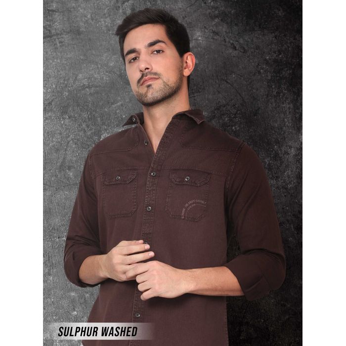 Buy Rustic Maroon Sulphur Twill Shirt for Men Online in India -Beyoung