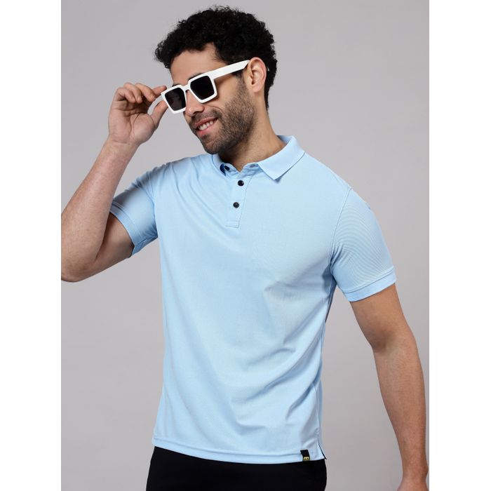 Buy Ice Blue Polo T-shirt Online in India -Beyoung