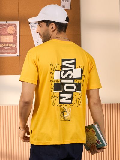 Buy Vision Printed Yellow Oversized T-shirt for Men Online in India ...