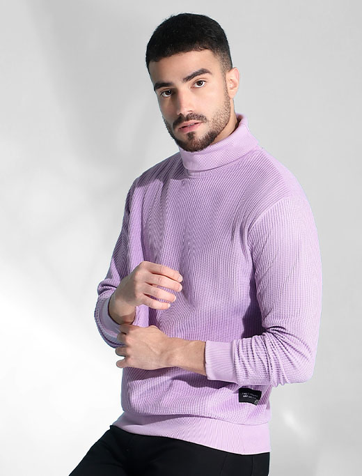 Lilac Turtle Neck Mens Sweatshirt